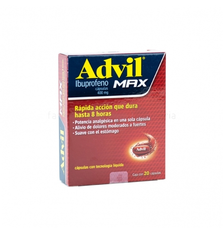 ADVIL MAX 400 MG CON 20 CÁPSULAS