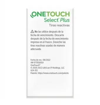 Tiras Reactivas One Touch Select Plus, 25 Tiras