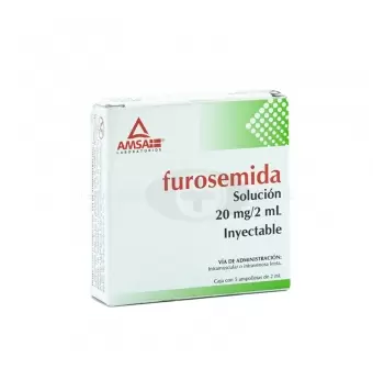 FUROSEMIDA 20MG/2ML CON 5 AMPOLLETAS