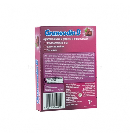 GRANEODIN B 10 MG CON 24 PASTILLAS SABOR FRAMBUESA