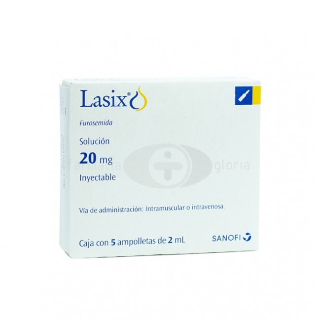 LASIX 20 MG CON 5 AMPOLLETAS DE 2 ML
