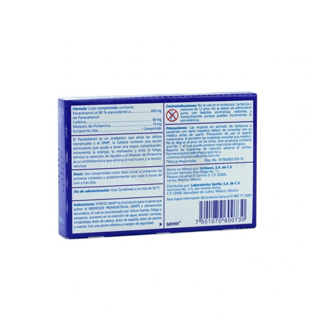 SYNCOL MAX CON 12 COMPRIMIDOS
