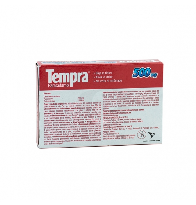 TEMPRA 500 MG CON 20 CAPLETS