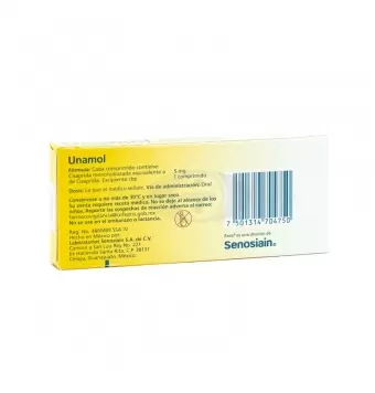 UNAMOL 5 MG CON 30 COMPRIMIDOS