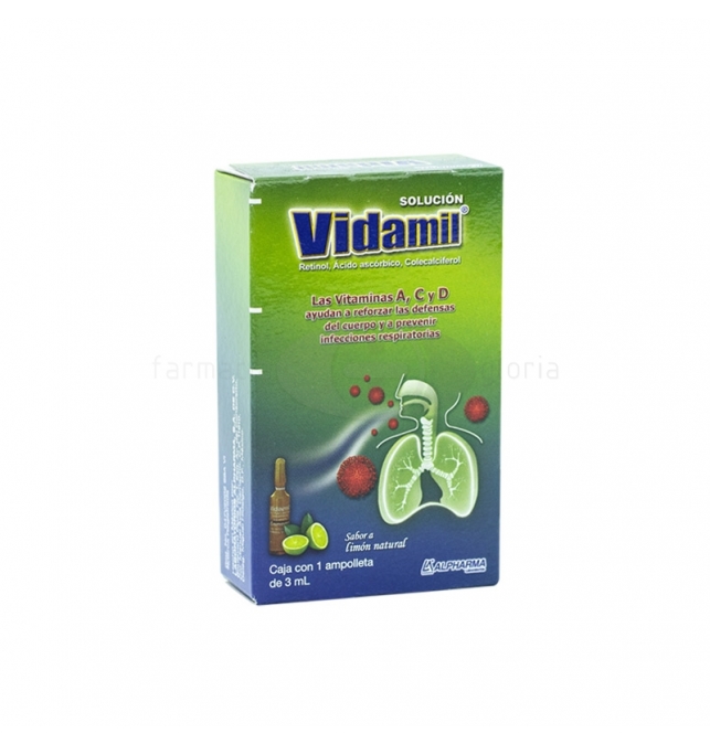 VIDAMIL SOLUCIÓN SABOR LIMÓN CON 1 AMPOLLETA DE 3 ML
