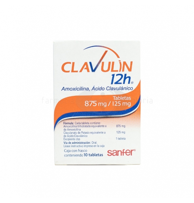 CLAVULIN 12H 875MG/125MG CON 10 TABLETAS