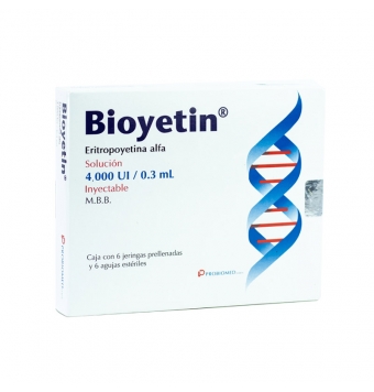 BIOYETIN SOLUCIÓN INYECTABLE 4000 U.I. CON 6 FRASCOS ÁMPULA