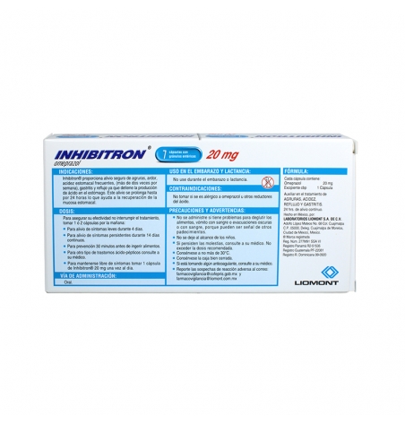 INHIBITRON 20 MG CAJA DUAL CON 7 CÁPSULAS C/U