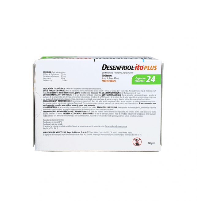 DESENFRIOL-ITO PLUS SABOR NARANJA CAJA CON 24 TABLETAS MASTICABLES