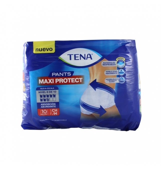 PAÑAL PARA ADULTO TENA PANTS CHICO/MEDIANO CON 10 PIEZAS