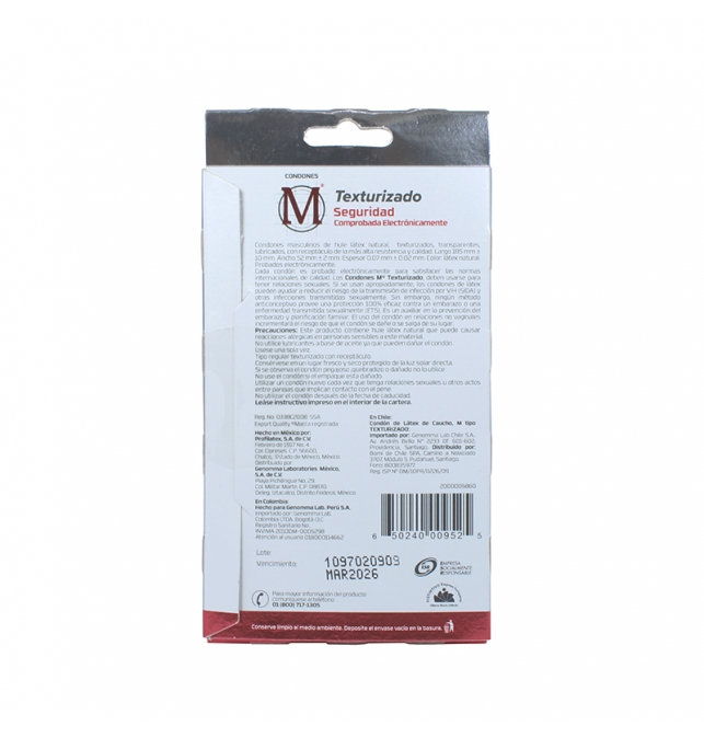 PRESERVATIVO M FORCE PLACER EXTREMO TEXTURIZADO CON 3 PIEZAS